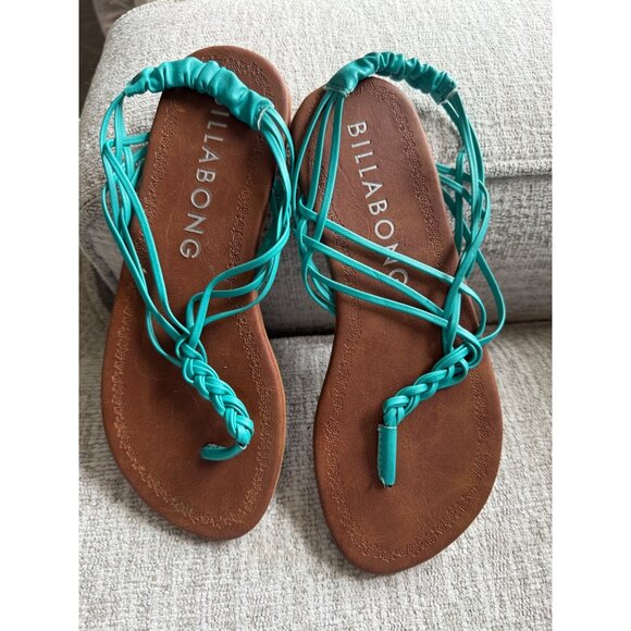 Billabong | Shoes | Billabong Sandals Turquise Braided Strappy Womans ...